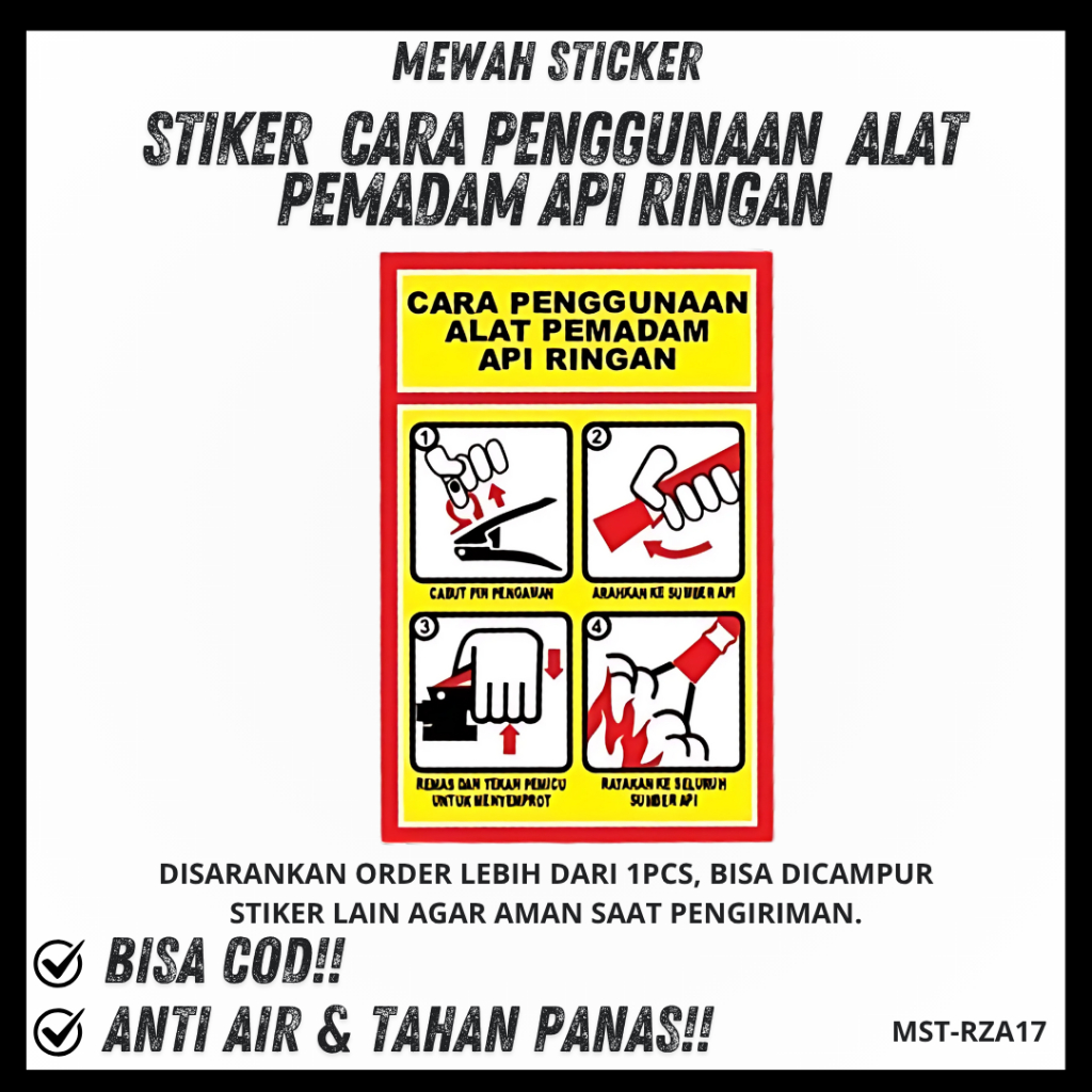 Jual Stiker Cara Penggunaan Alat Pemadam Api Ringan / APAR | Shopee ...