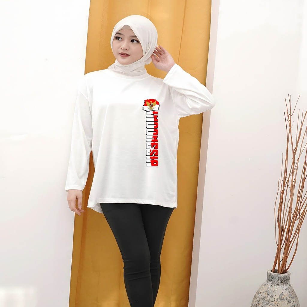 Jual Kaos oblong lengan panjang 17 Agustus Indonesia Merah Putih / Kaos distro HUT kemerdekaan ...