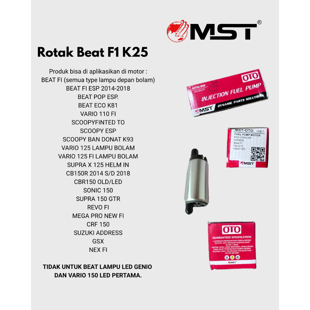 Jual Rotak Fuel Pump Beat F1, Scoopy, Vario, Supra X 125, Supra 150 GTR ...
