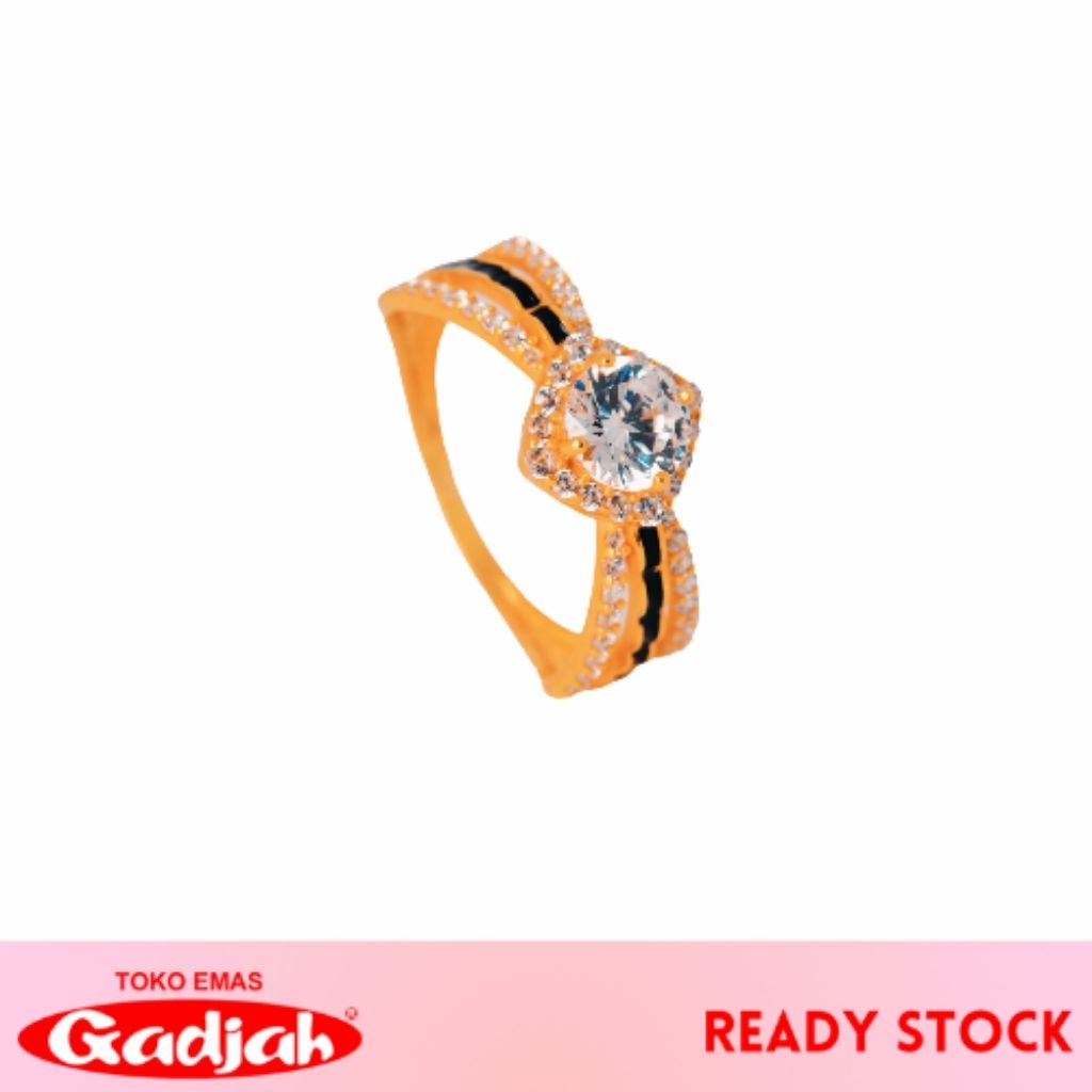 Jual Cincin Emas Solitaire Wajik Tabur Samping Garis Gerigi Cat Hitam ...