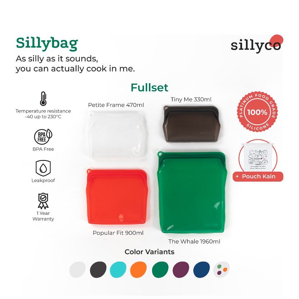 Jual Sillyco - Sillybag Full Set - 4pcs - 100% Platinum Food Grade Silicone Bag Leakproof BPA ...