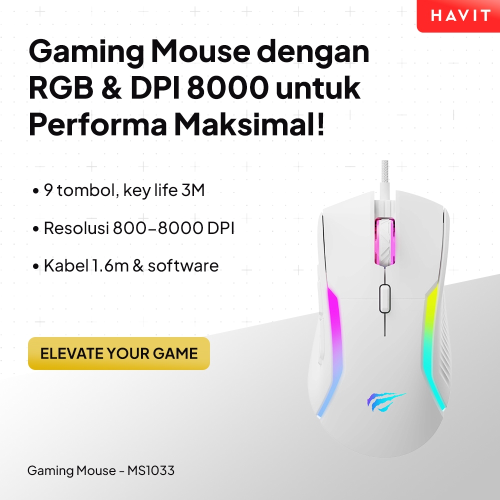 Jual Mouse Gaming HAVIT MS1033 | Mouse Kabel SPCP199C Chipset | Mouse Gaming Wired RGB Ergonomic ...