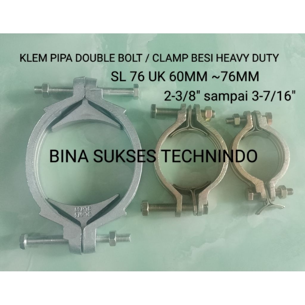 Jual KLEM DOUBLE BOLT SL76 SL 76 UK 2-3/8" ~ 3-7/16" INCH M60M ~ 76MM ...