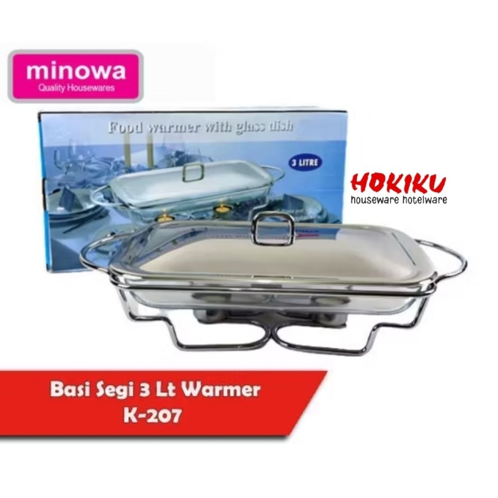 Jual MINOWA RECTANGULAR FOOD WARMER / BASI SEGI KACA 3 LTR K-207 | Shopee Indonesia