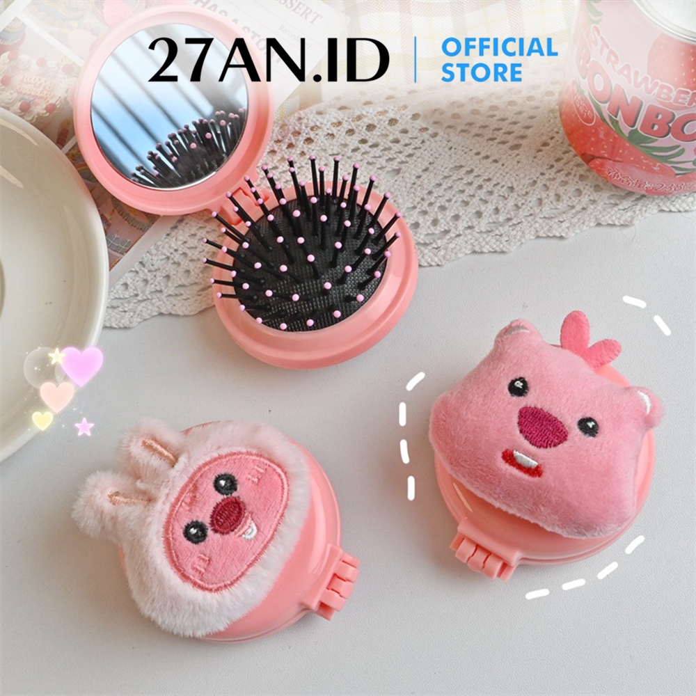 Jual (27AN.ID) Sisir Lipat Bulat H925 Cermin 2 in 1 Karakter Sisir Anti ...