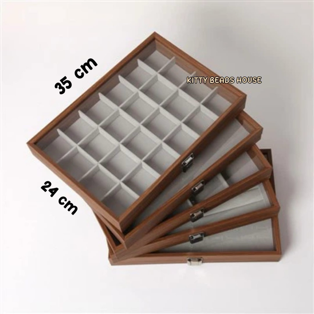 Jual Kotak sekat perhiasan / Tray display sekat penutup kaca | Shopee ...