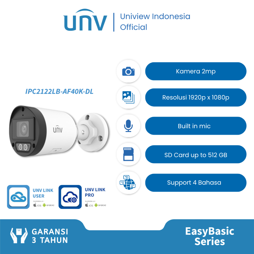 Jual UNIVIEW IPC2122LB-AF40K-DL IP Cam CCTV 2MP Outdoor Color Hunter Garansi 3 Tahun | Shopee ...