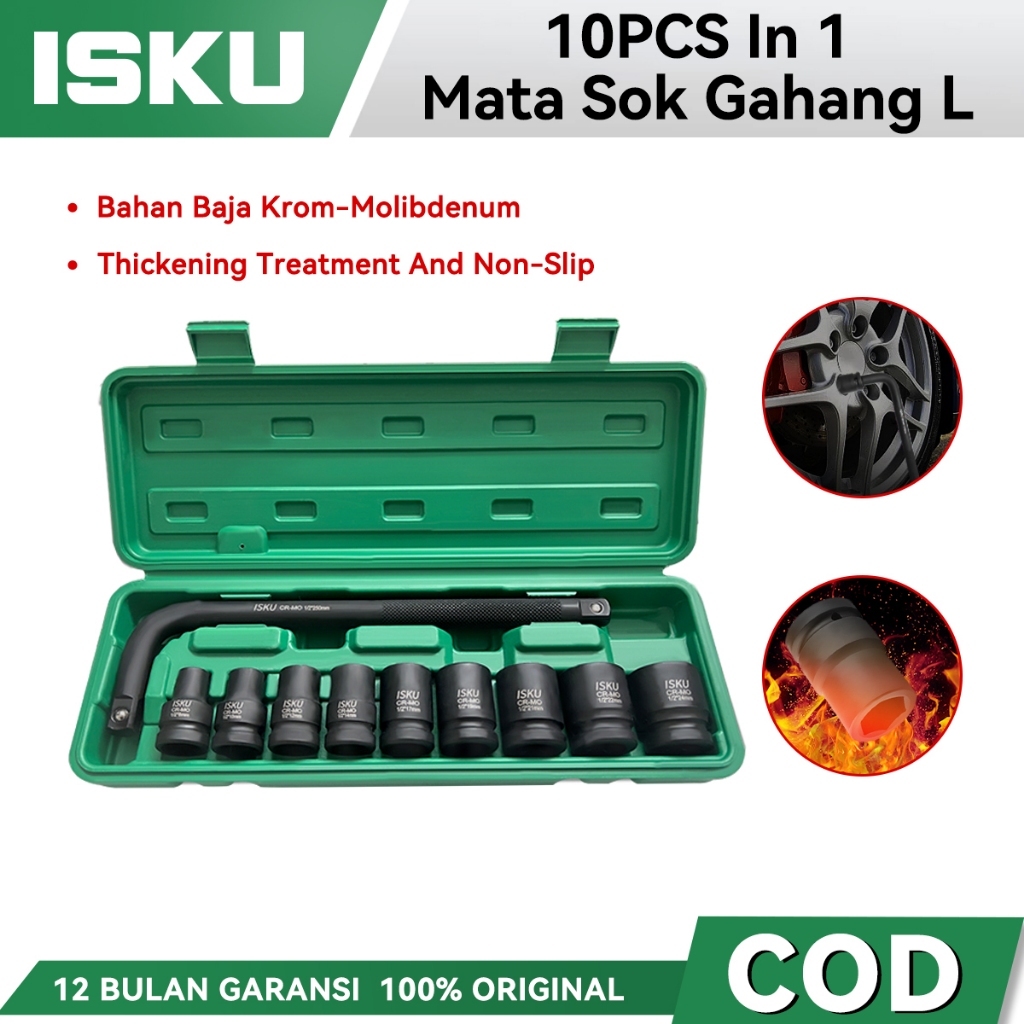 Jual ISKU Kunci Shock Set 10pcs 8-24mm/Socket Kunci Set Motor/Socket ...