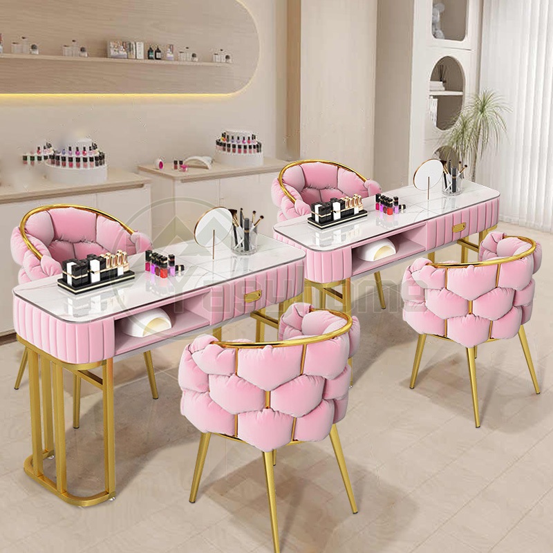 Jual Meja Nail Art mewah Rias pink merah muda140&100cm Salon Laci Alon ...