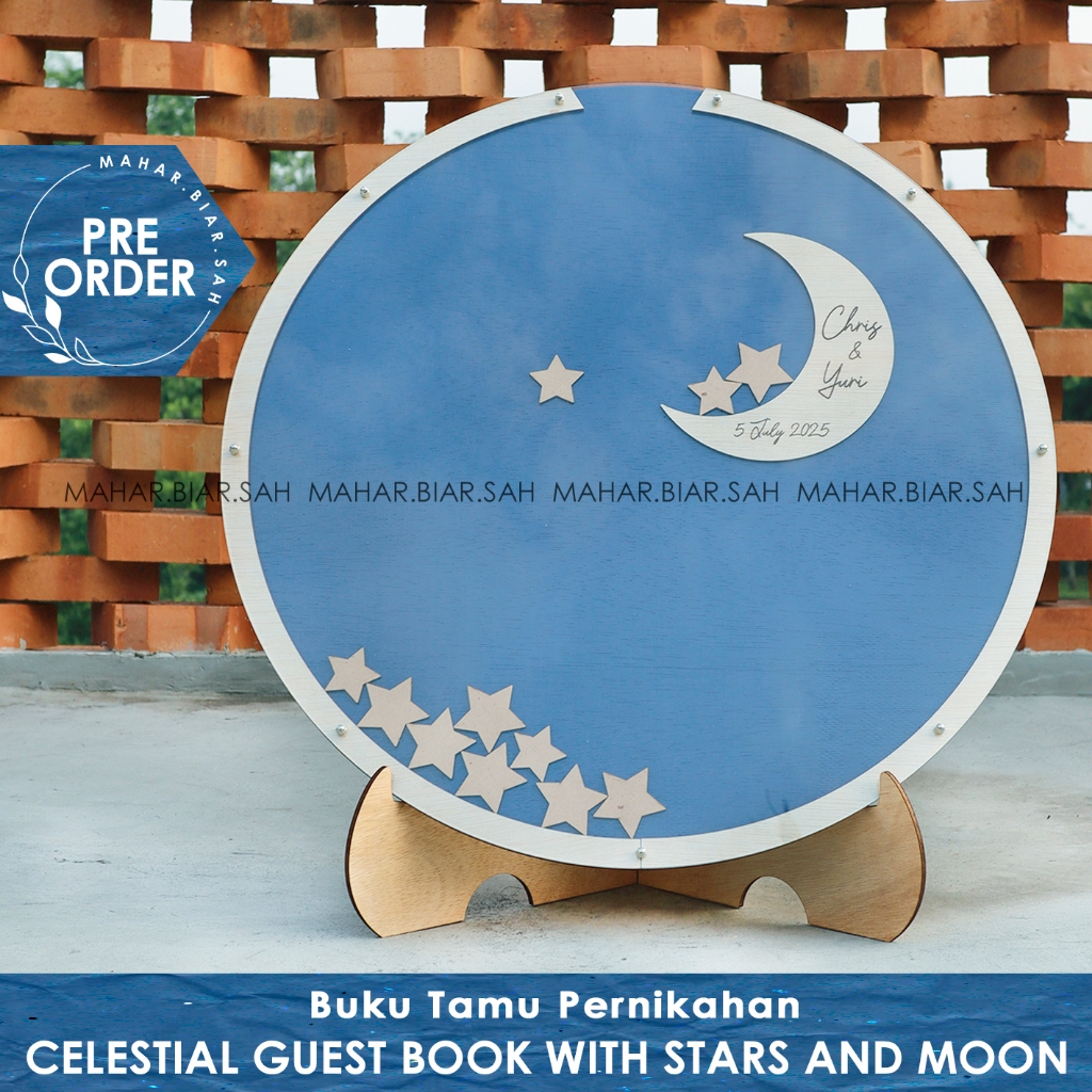 Jual RS Celestial Wedding Guest Book with Stars and Moon / Buku Tamu Pernikahan Bulan Bintang ...