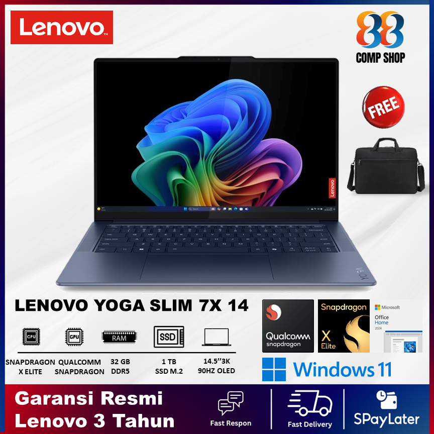 Jual LAPTOP LENOVO YOGA SLIM 7X 14 TOUCH OLED SNAPDRAGON X ELITE 32GB ...