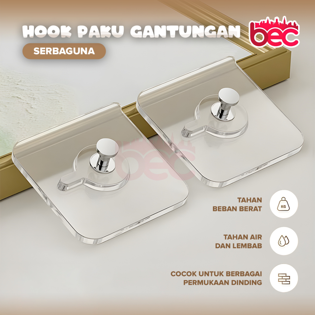 Jual [BEC] Hook Paku Gantung Baut Stiker Hook Magic Perekat Tanpa Bor ...