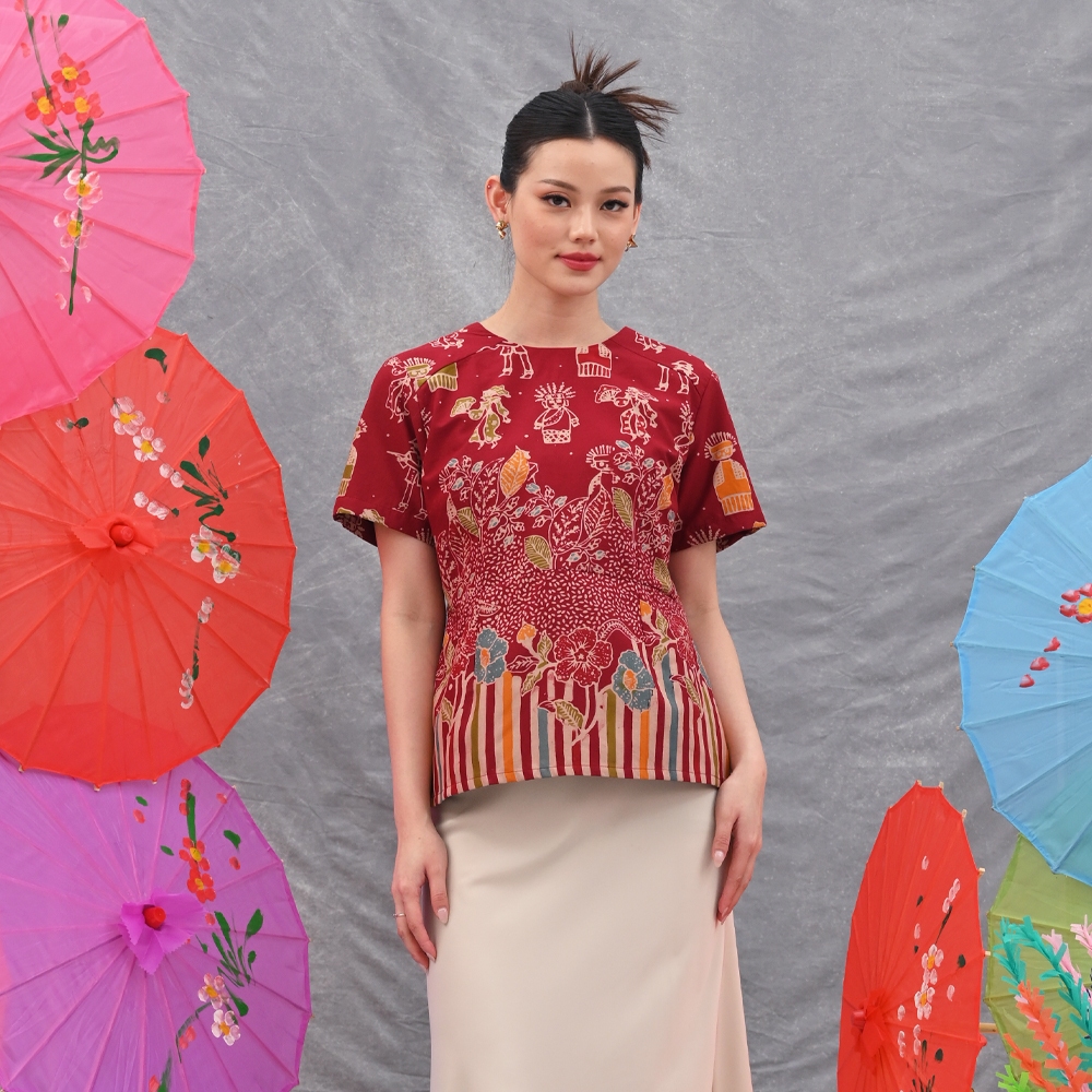 Jual NONA RARA - Lirra Wonogiren Betawi T4142, Baju kerja batik blouse ...