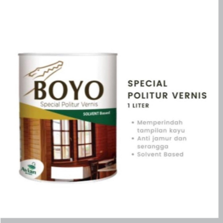 Jual POLITUR BOYO SOLVENT BASE CAT KAYU VERNISH/PENGENCER THINNER 1 LTR ...