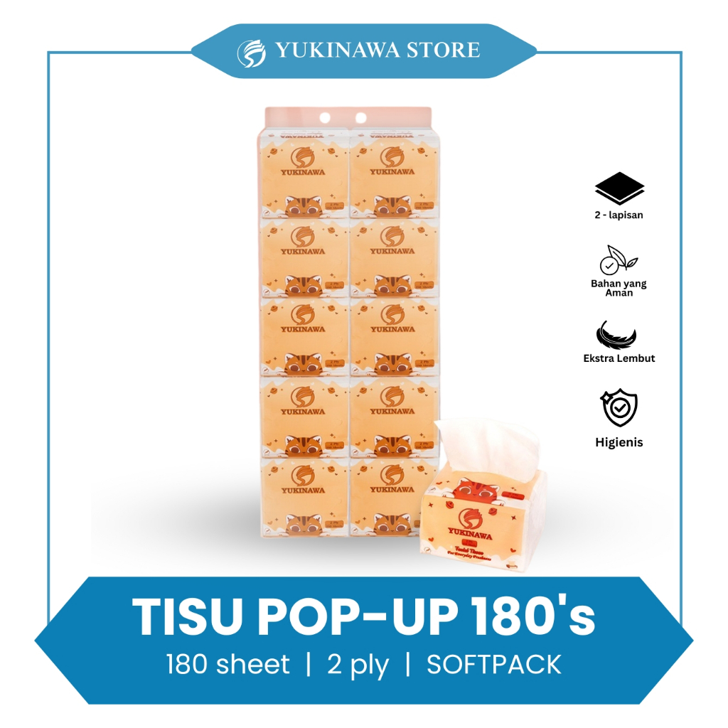 Jual Tisu Pop Up YUKINAWA 2 Ply Isi 180 Lembar – Paket 10 Pcs & 30 Pcs ...