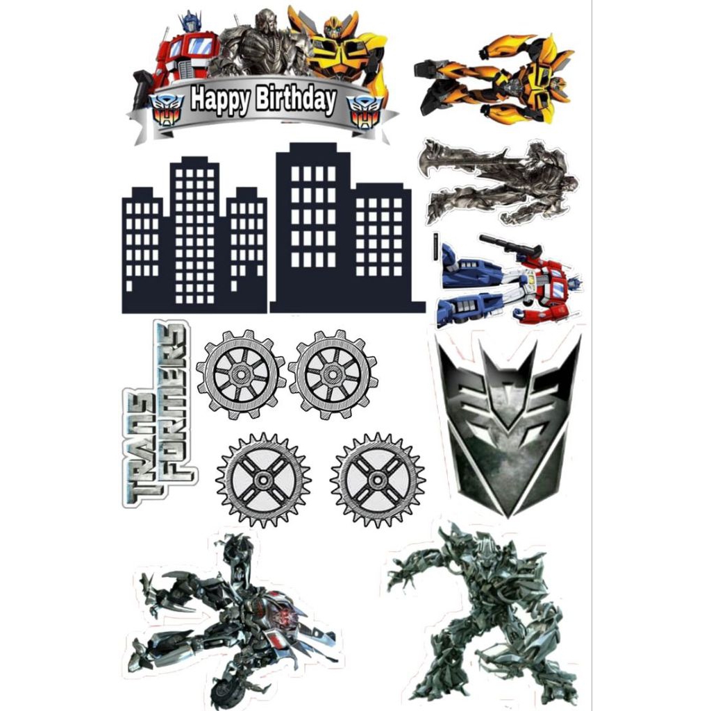 Jual Topper Transformer Megatron/ Topper Cake Happy Birthday/ Hiasan ...