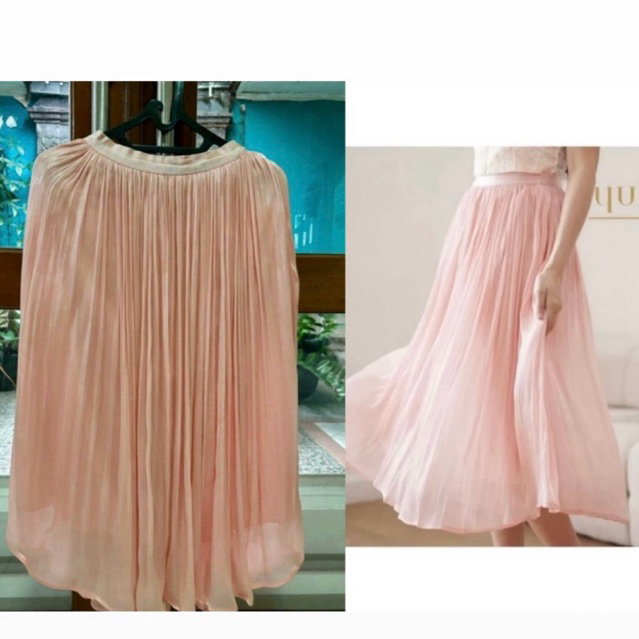 Jual skirt wanita (rok plisket shimmer premium) | Shopee Indonesia