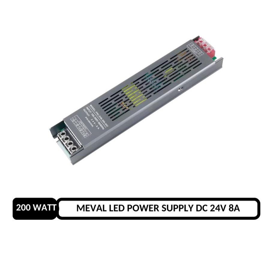 Jual MEVAL Adaptor Power Supply SLIM LED Strip 8 AMPERE 200 WATT 24 ...
