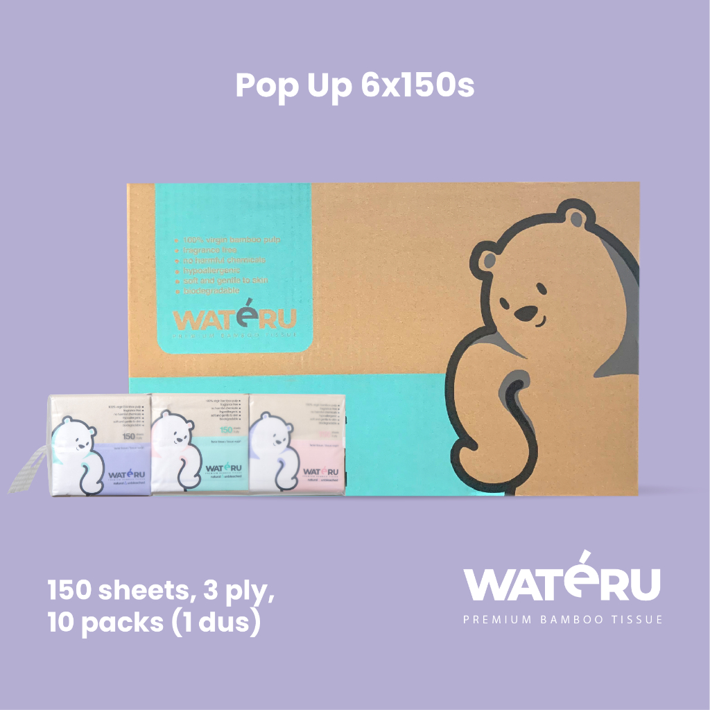 Jual Wateru Premium Bamboo Tissue - Pop Up 6x150s (10packs) | Shopee ...