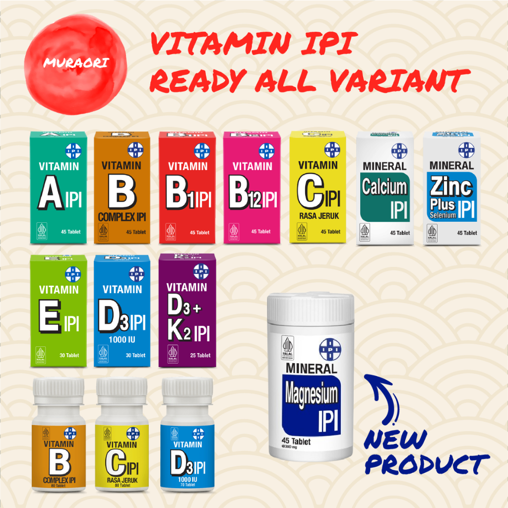 Jual Vitamin A B1 B12 B Complex C D3 K2 E Mineral Zinc Calsium ...