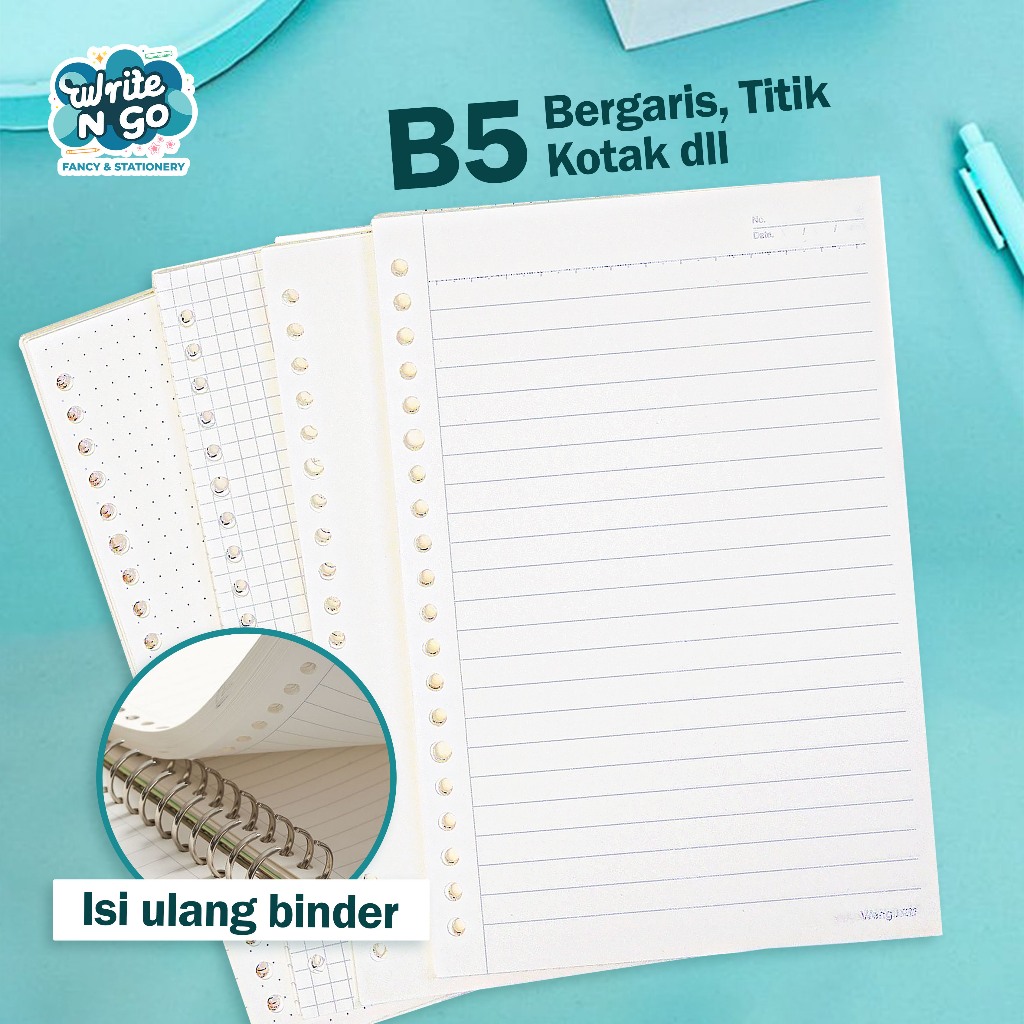 Jual Loose Leaf B5 80 Gsm Garis Kotak Titik Polos Warna 60 Lembar Tebal Tidak Mudah Tembus ...