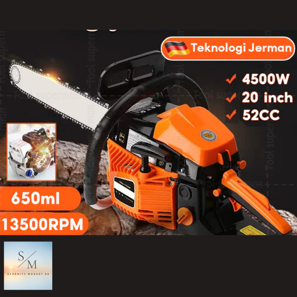 Jual Mesin Potong Kayu / Mesin Gergaji Kayu 52CC 20" Chainsaw 2Tak ...