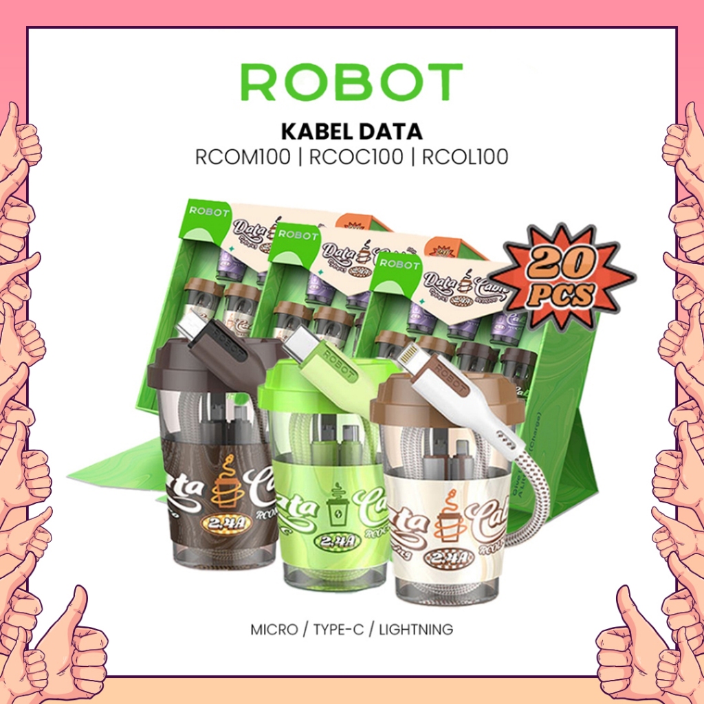 Jual Robot Kabel Data Micro Type C Lightning Charger Colorful Kemasan ...