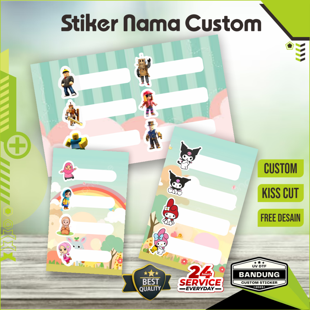 Jual 96 PCS Stiker Nama Anak / Label Nama Custom vynil A3+ | Shopee ...