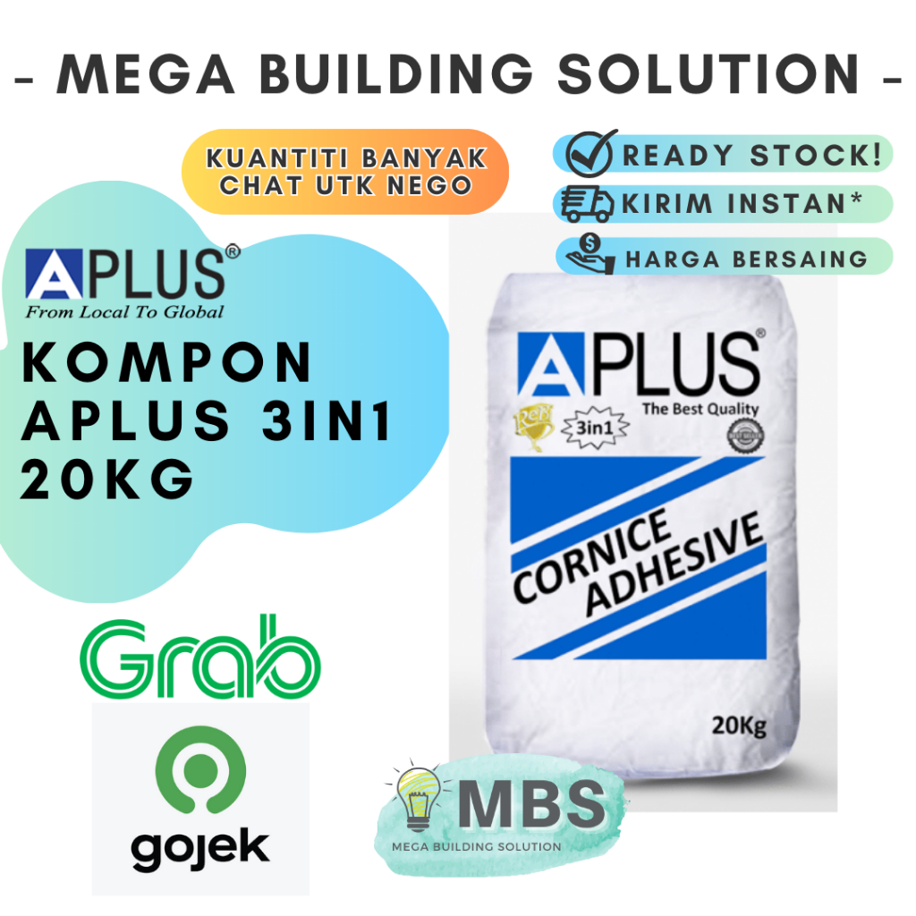 Jual Kompon Compound Gypsum Aplus / Cornice Adhesive 20kg | Shopee ...