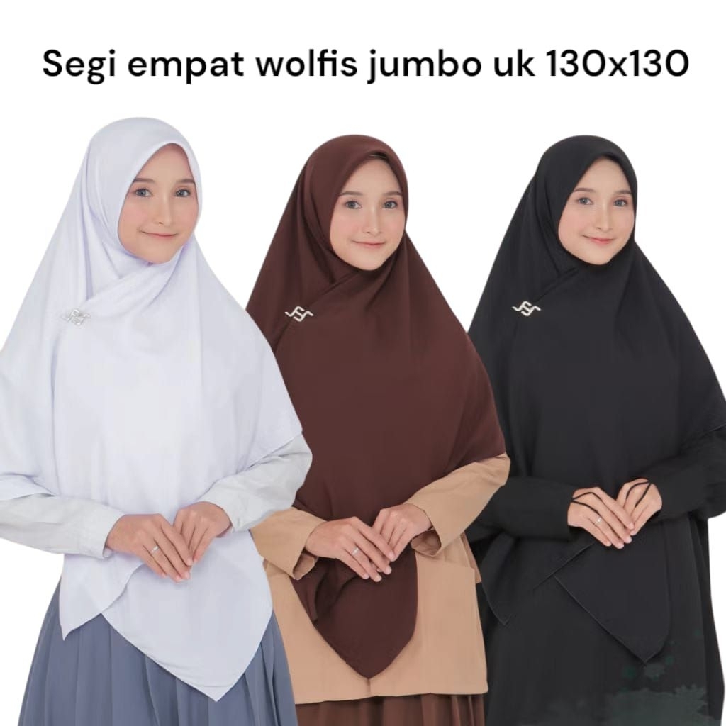 Jual Hijab Sar'i Segi Empat Jumbo Wolfis 130X130 Jilbab Pengajian ...