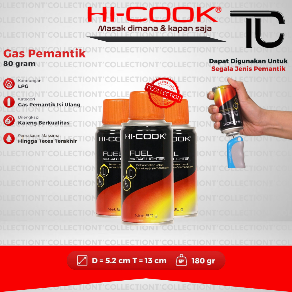 Jual Hi-Cook Gas Lighter 80 G - Isi Ulang / Reffill Korek Pemantik Gas ...