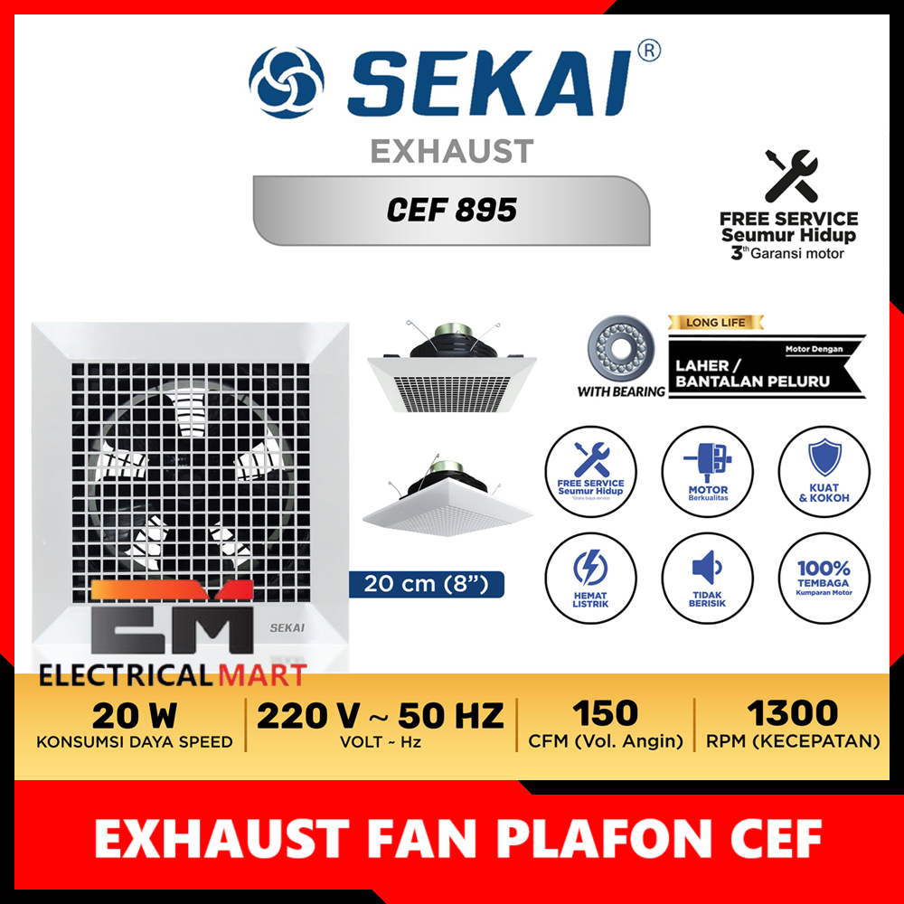 Jual Sekai Kipas Exhaust Plafon CEF 1295 / CEF 1095 / CEF 895 / Exhaust Fan Plafon | Shopee ...