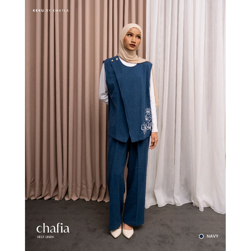 Jual Khayla Indonesia - Chafia Vest Linen | Shopee Indonesia