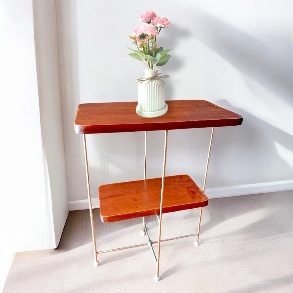 Jual Furniture Meja Sudut 2 Susun Kayu Solid / Meja Ruang Tamu ...