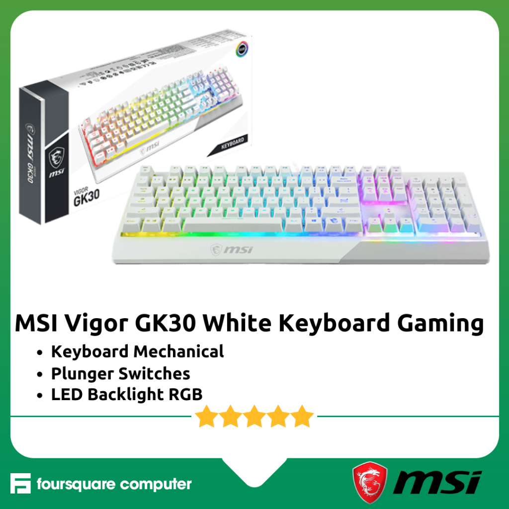 Jual MSI Vigor GK30 Gaming Keyboard Mechanical US Putih Resmi | Shopee ...