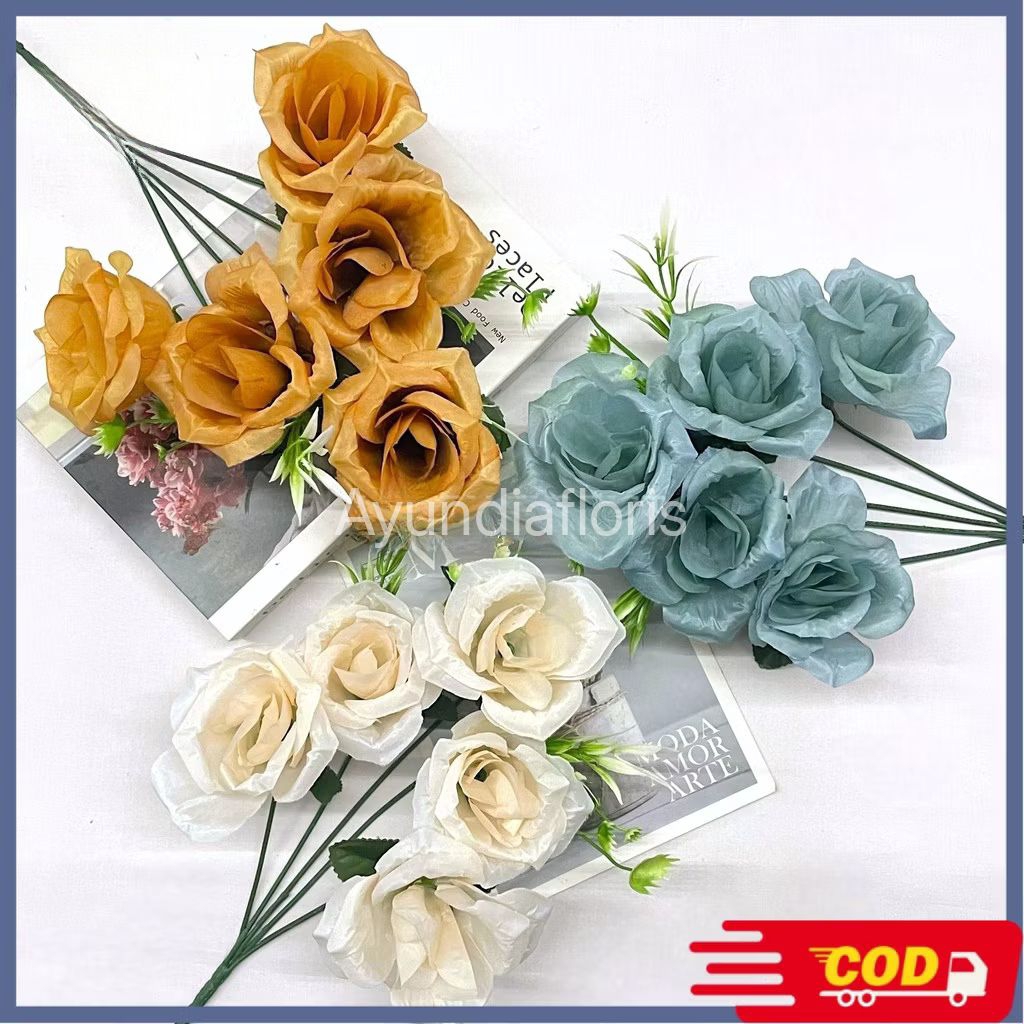 Jual BUNGA MAWAR SJ, Mawar mekar artifisial flower bunga hias dekorasi | Shopee Indonesia
