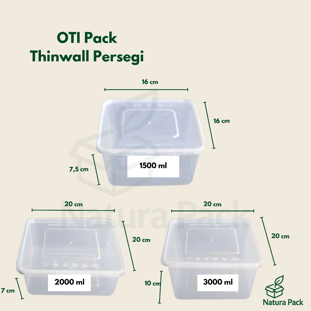 Jual [25 SET] OTI Pack OTK Thinwall Kotak – 1500ml / 2000ml / 3000ml ...