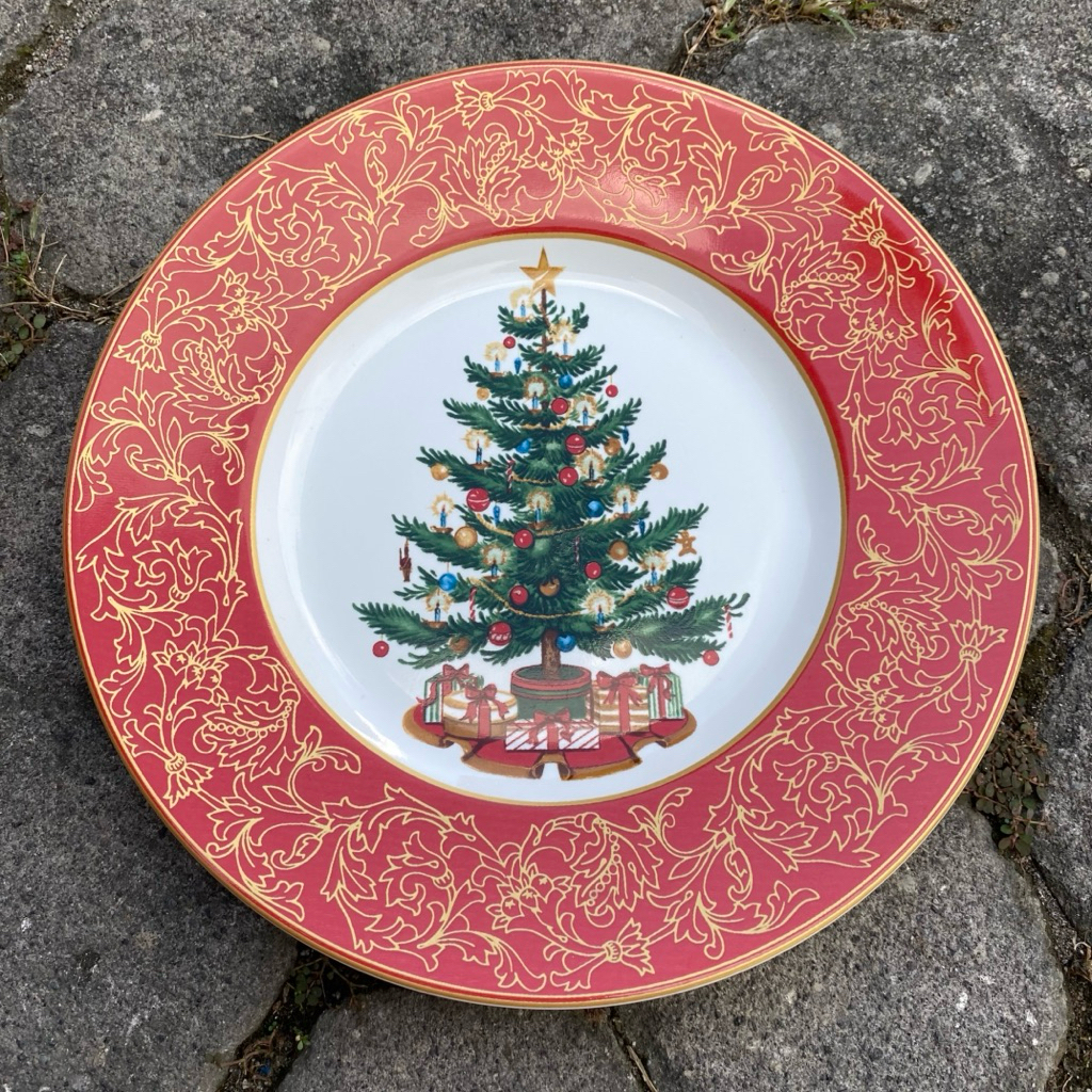 Jual Piring makan/cake/hias keramik motif christmast tree salad ...