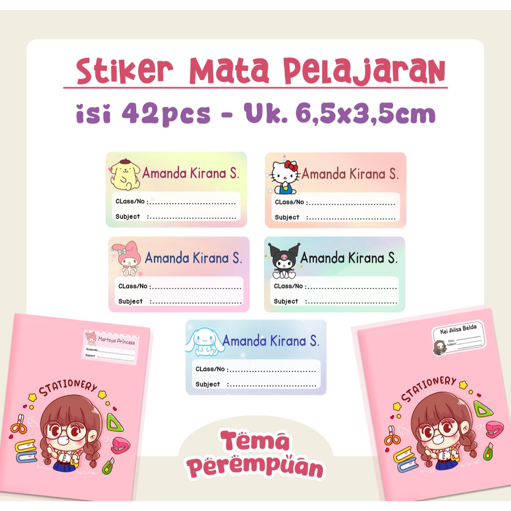 Jual Stiker Nama Mapel Mata Pelajaran Perempuan | Shopee Indonesia