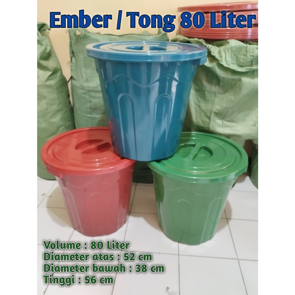 Jual KUDAKU Ember Air Plastik/Tong air 80 Liter + Tutup Besar | Shopee Indonesia