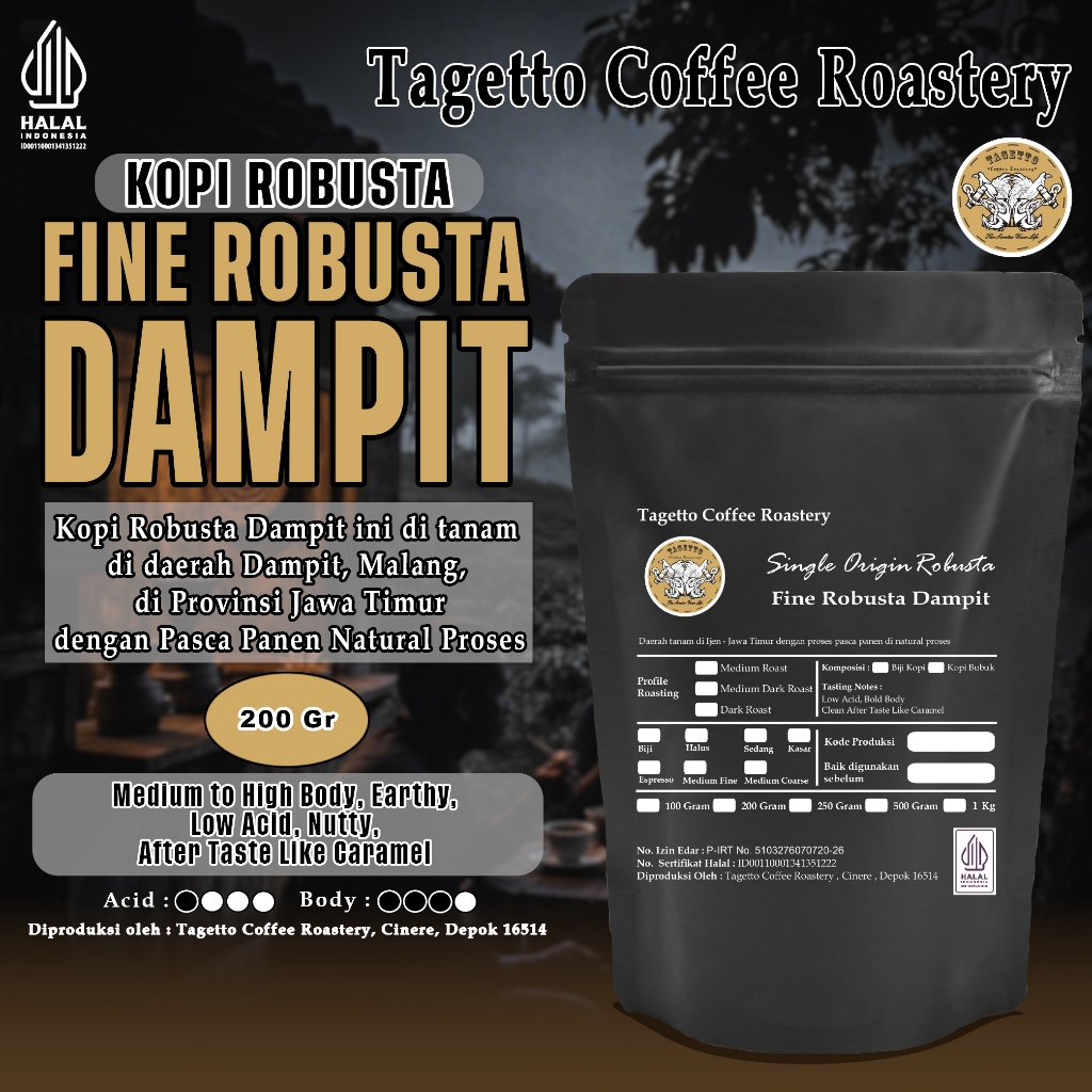 Jual BIJI KOPI FINE ROBUSTA DAMPIT 200GR | BEAN GROUND BUBUK 200 GRAM ...