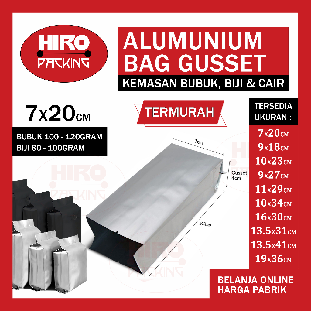 Jual Alumunium Bag Gusset Central Sealing Plastik Kemasan Makanan Bubuk ...