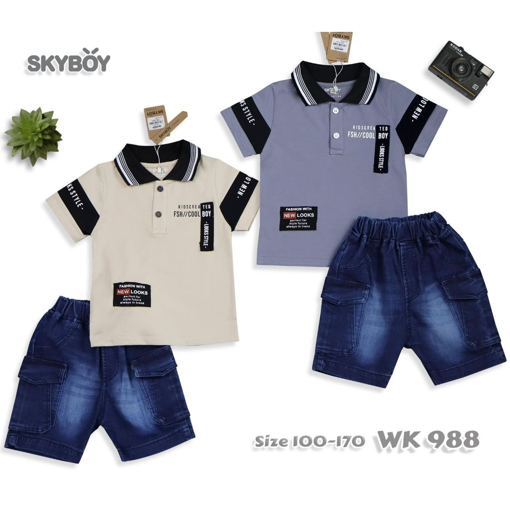 Jual [COD TANPA CEK DULU] WK988 SETELAN KAOS KERAH ANAK COWOK SKYBOY ...