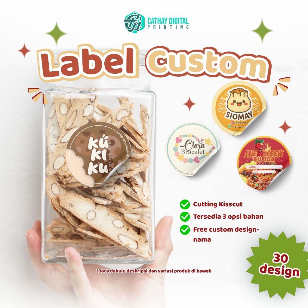 Jual [100+ pcs] Label Stiker Kemasan Makanan, Snack, Kue, MInuman ...