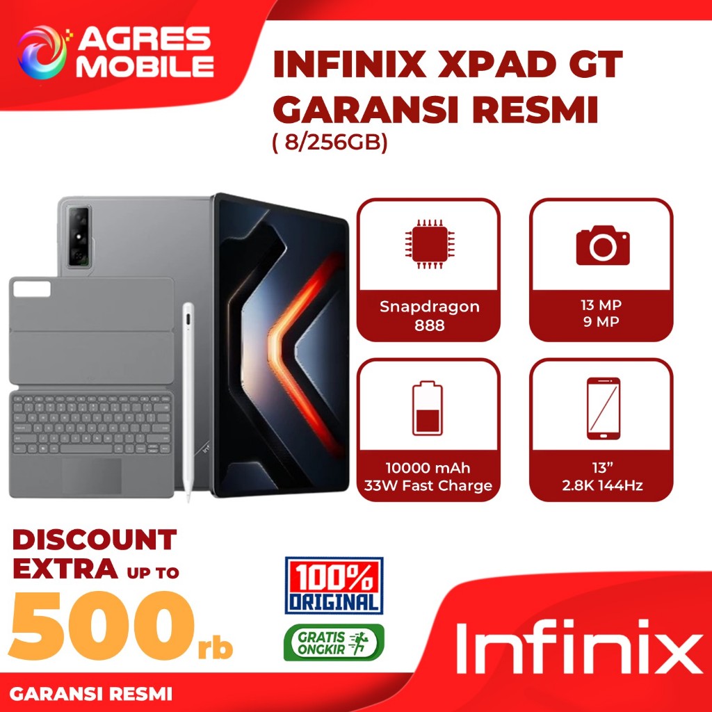 Jual Infinix XPAD GT 8/256GB - Qualcomm Snapdragon 888 - 13" 144Hz ...