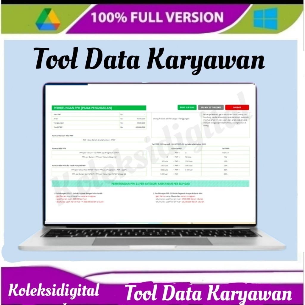 Jual TOOLS EXCEL DATA KARYAWAN + ABSENSI MULTI SHIFT + SLIP GAJI ...