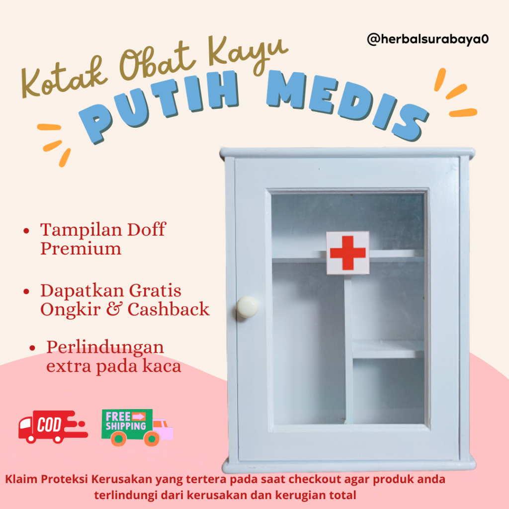 Jual PROMO KHUSUS Kotak Obat Kayu | PUTIH MEDIS PREMIUM| Kotak Obat ...
