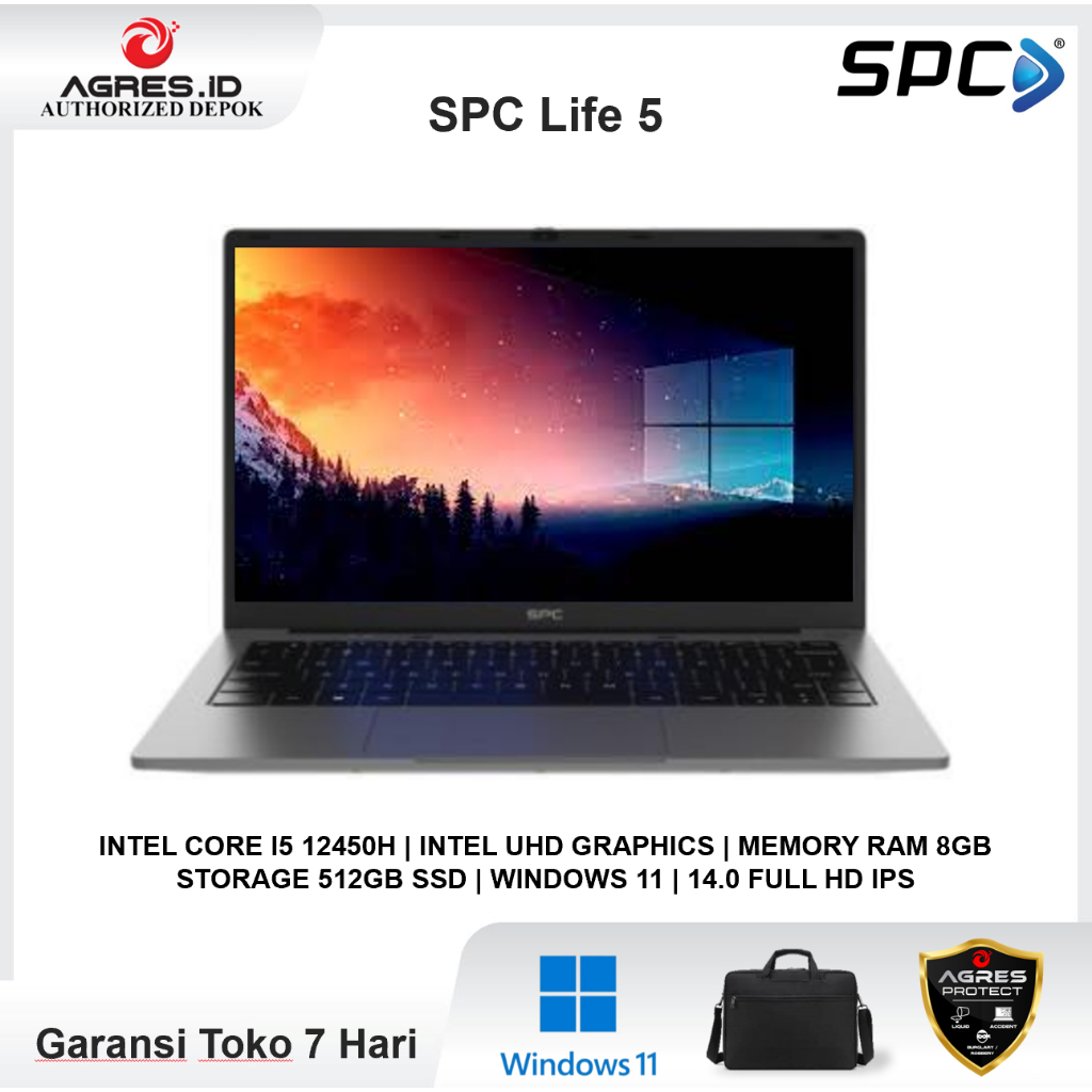 Jual Laptop SPC Life 5 Intel Core i5 12450H 8GB 512 W11PRO 14.0FHD IPS ...