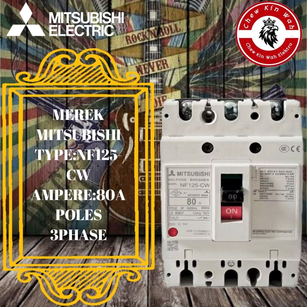Jual MCCB Breaker Mitsubishi NF125-CW 3P 80a | Shopee Indonesia