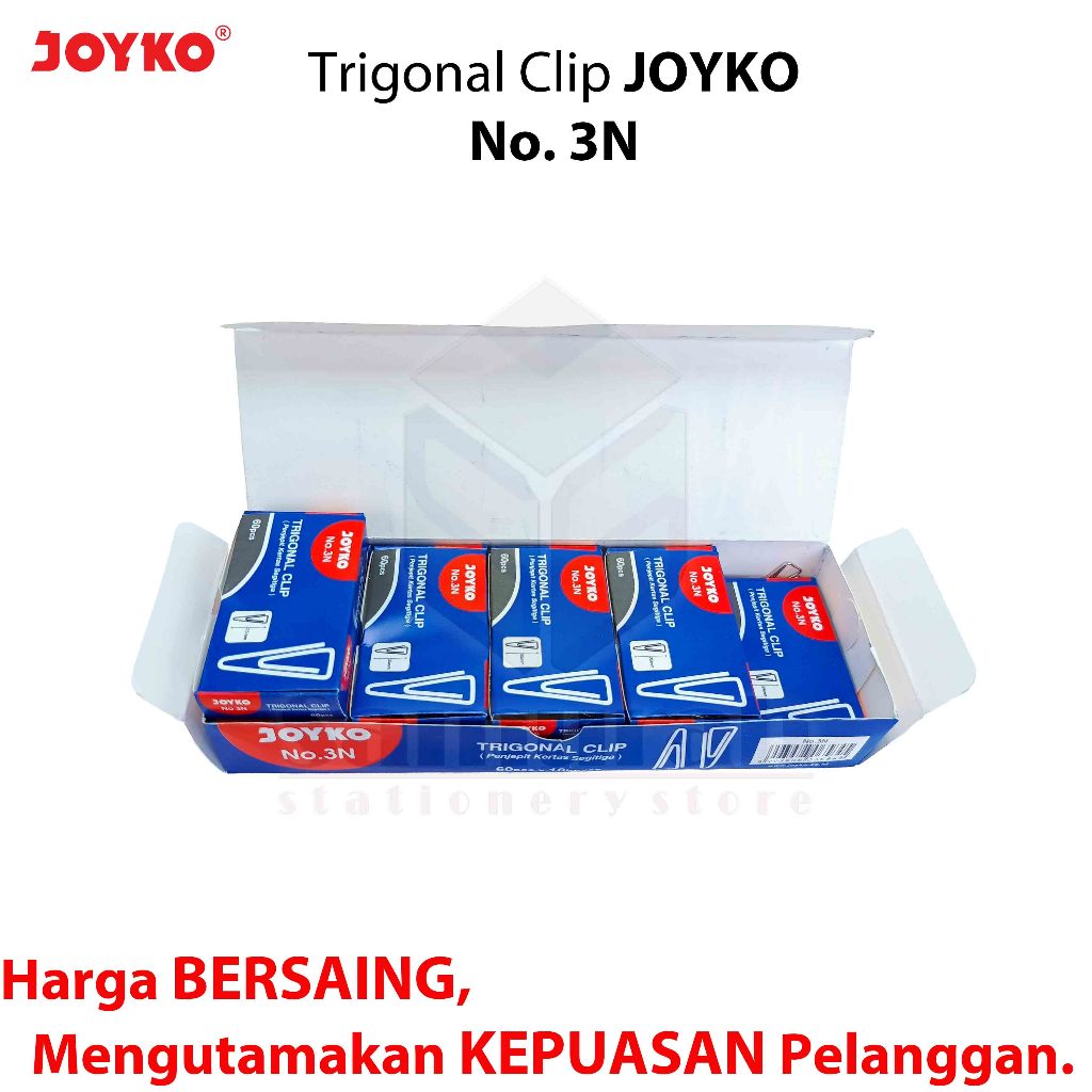 Jual Trigonal Paper Clips No 3 Joyko Per Box isi 10 pak @ 60 pcs / Clip ...